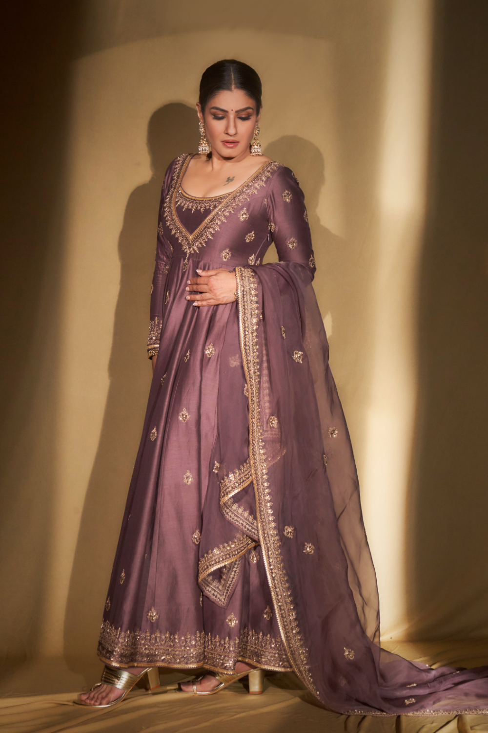 Raveena Tandon in Saira Anarkali Set – Jigar Mali